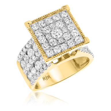 Preston 3 1/4 ct tw. Princess Cluster Engagement Ring 10K Yellow Gold ...