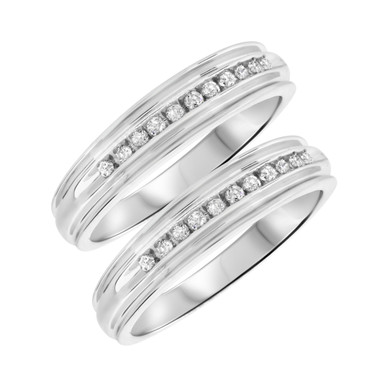 Farrah 1/3 ct tw. Lab Grown Diamond Same Sex Mens Band Set 10K White ...