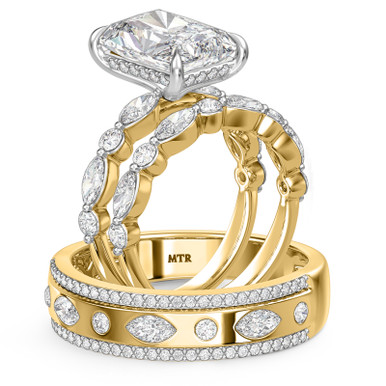 Stacy 7 1/7 ct tw. Lab Grown Diamond Radiant Solitaire Trio Set 18K ...
