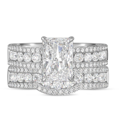 Dulce 5 1/2 ct tw. Lab Grown Diamond Radiant Solitaire Bridal Set 18K ...