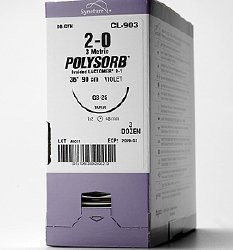 Absorbable Suture with Needle Polysorb Polyester V-20 1/2 Circle Taper ...