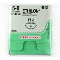 Ethicon Ethilon Nylon Suture, Reverse Cutting, 3/8 Circle, 19mm, 45cm ...