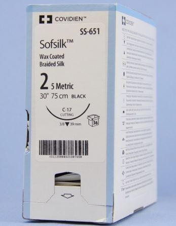 Sofsilk non-absorbable silk suture - size: 2-0, length: 30 in (75 cm ...