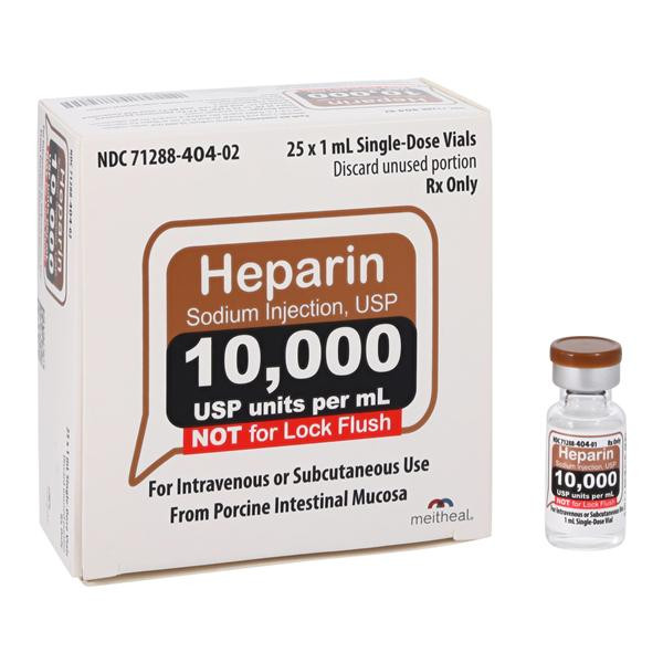Heparin Sodium Injection 10,000U/mL SDV 1mL 25/Package - Medex Supply