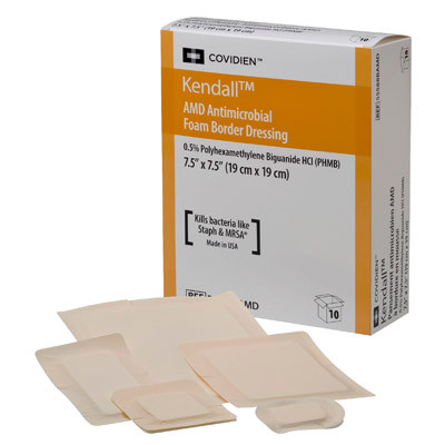 Kendall AMD Antimicrobial Foam Dressing, 8" x 8" - Medex Supply
