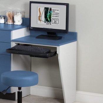 Computer Station Wall Mount Desk with 1 Leg, Gray - Medex Supply