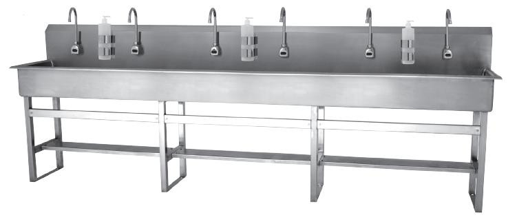 Sani-Lav Hands-Free Six-Person Sink - Floor Mount Wash Station ...
