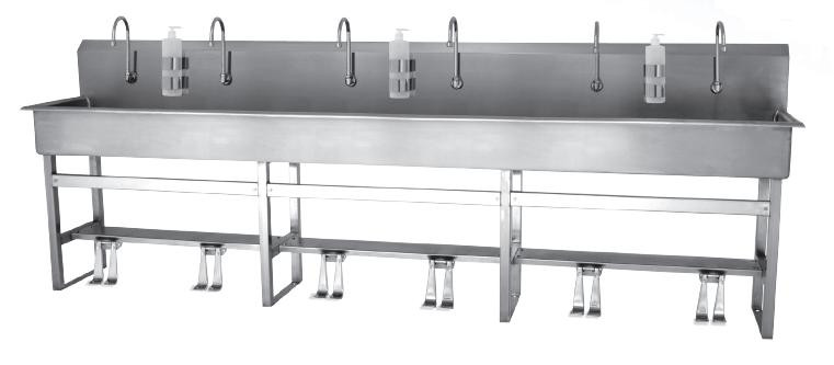 Sani-Lav Hands-Free Six-Person Sink - Floor Mount Wash Station ...