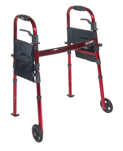 Drive Portable Folding Travel Walker with 5" Wheels and Fold up Legs ...
