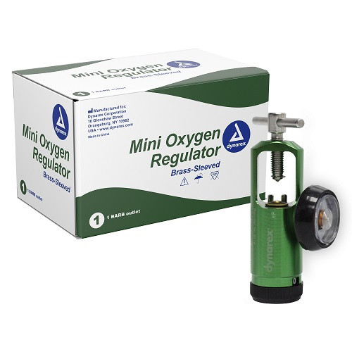 Dynarex CGA Mini Oxygen Regulator, 0-25 LPM, 5/box - Medex Supply