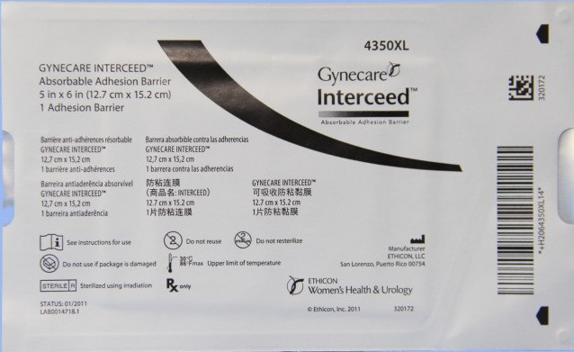 ETHICON INTERCEED ABSORBABLE ADHESION BARRIER (5" X 6"), - Medex Supply