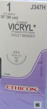 Ethicon Coated VICRYL Absorbable Suture, Taper Point, 1/2 Circle, 36mm ...
