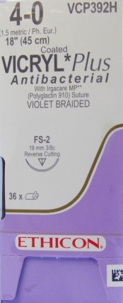 Ethicon Coated VICRYL Plus Suture, Reverse Cutting, 3/8 Circle, 19mm ...