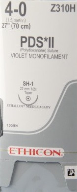 Ethicon PDS II Suture, Taper Point, SH-1, 1/2 Circle, 22mm, 70cm, Size ...