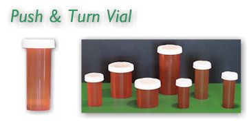 Vials 20 Dram Push-N-Turn w/ Child Resistant caps Amber - Medex Supply