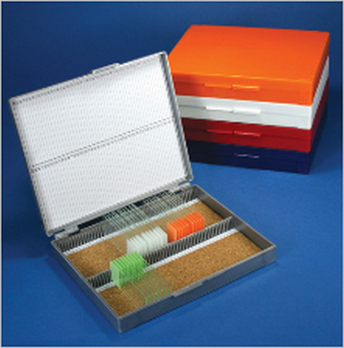 Globe Scientific Slide Storage Box for 100 Slides, Cork Lined, Dark ...