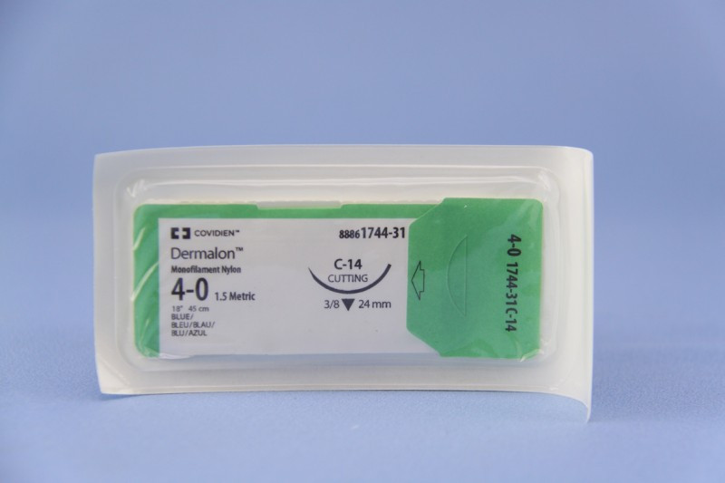 US Surgical Dermalon Suture, Blue, 18", CE-6/C-14, 4/0, 36/bx - Medex ...