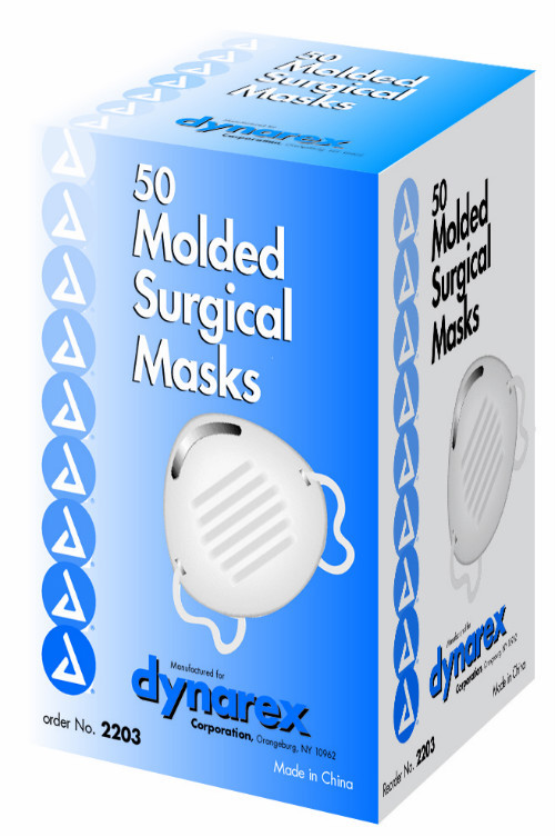 Dynarex Molded Face Mask with Aluminum Nosepiece, Blue, 1000/cs - Medex ...