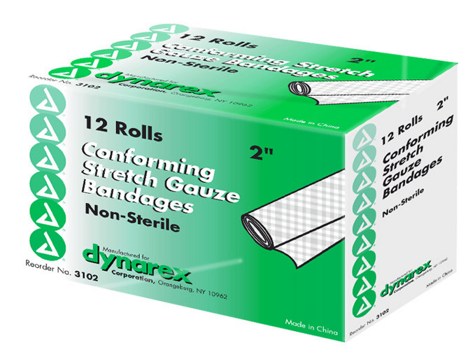 Dynarex Stretch Gauze Bandage, Non-Sterile, 2" x 4.1 yards, 96/cs ...
