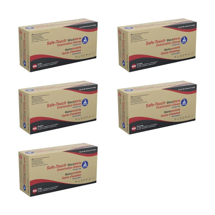 Safe-Touch Black Nitrile Exam Gloves, Powder-Free - Medex Supply