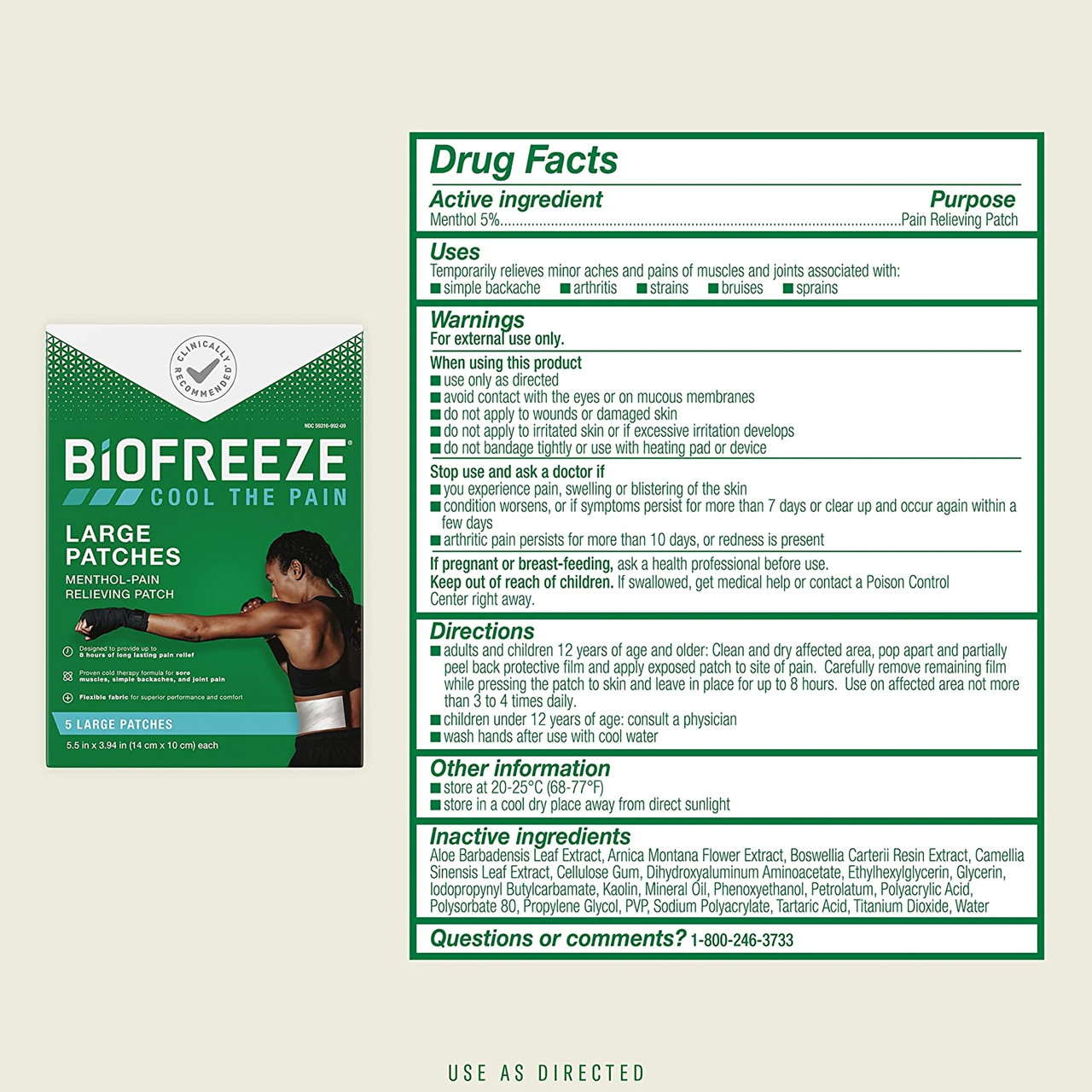 Topical Pain Relief Biofreeze® 5% Strength Menthol Patch - Medex Supply