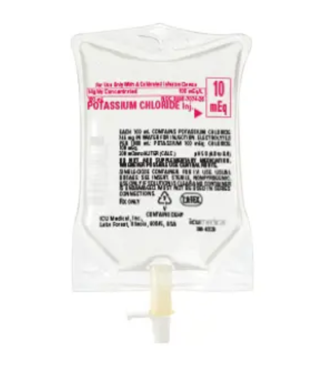 10 mEq Potassium Chloride in Water for Injection, 100 mL, 24/Cs - Medex ...