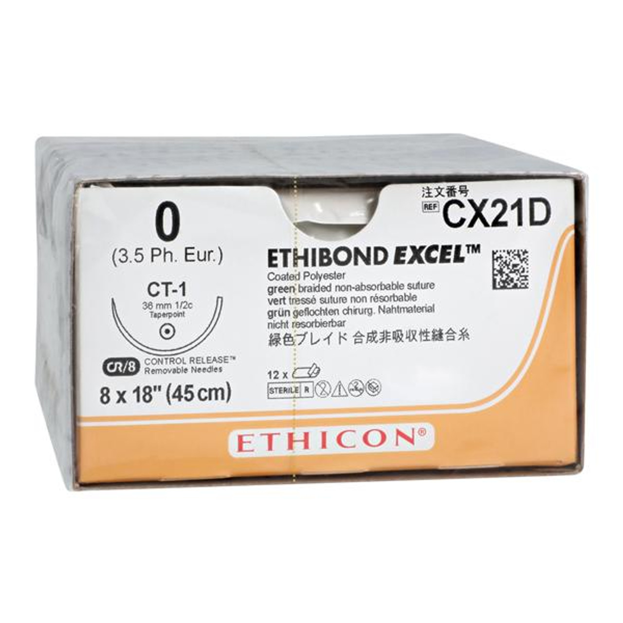 Ethibond Excel Suture 0 8-18" Polyester Braid CT-1 Green 12/Bx - Medex Supply