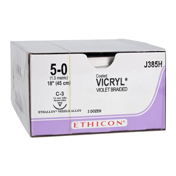 Vicryl Suture 5-0 18" Polyglactin 910 Braid C-3 Violet 36/Bx - Medex Supply