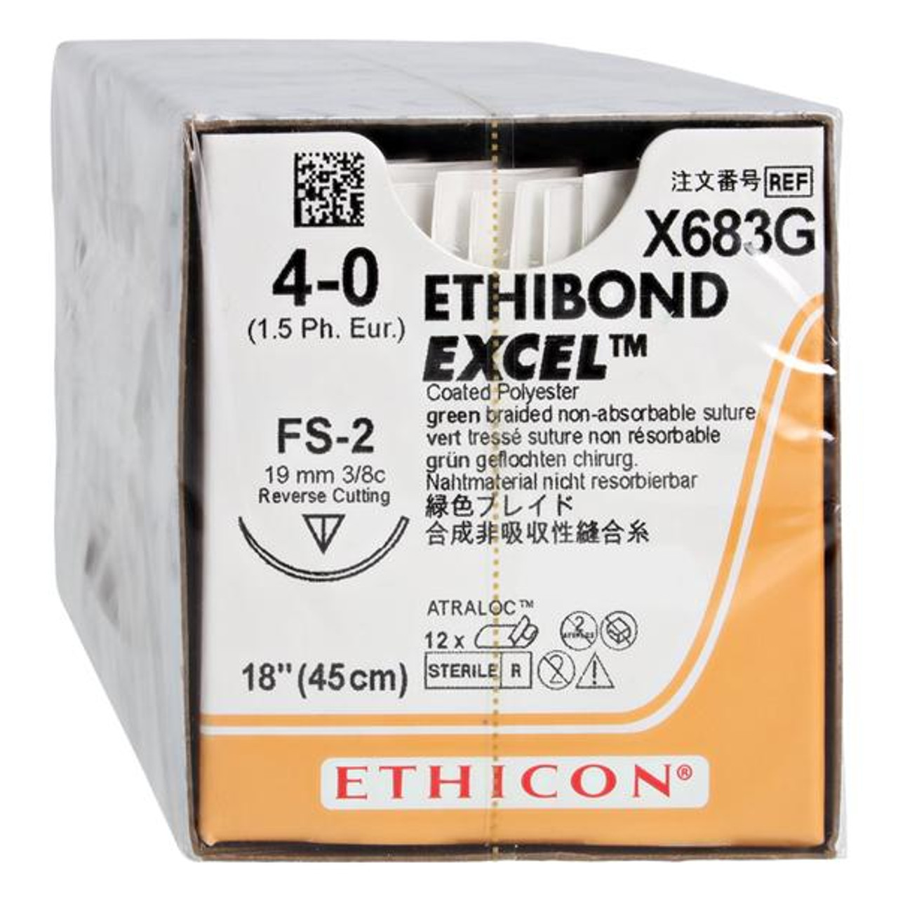 Ethibond Excel Suture 4-0 18" Polyester Braid FS-2 Green 12/Bx - Medex Supply