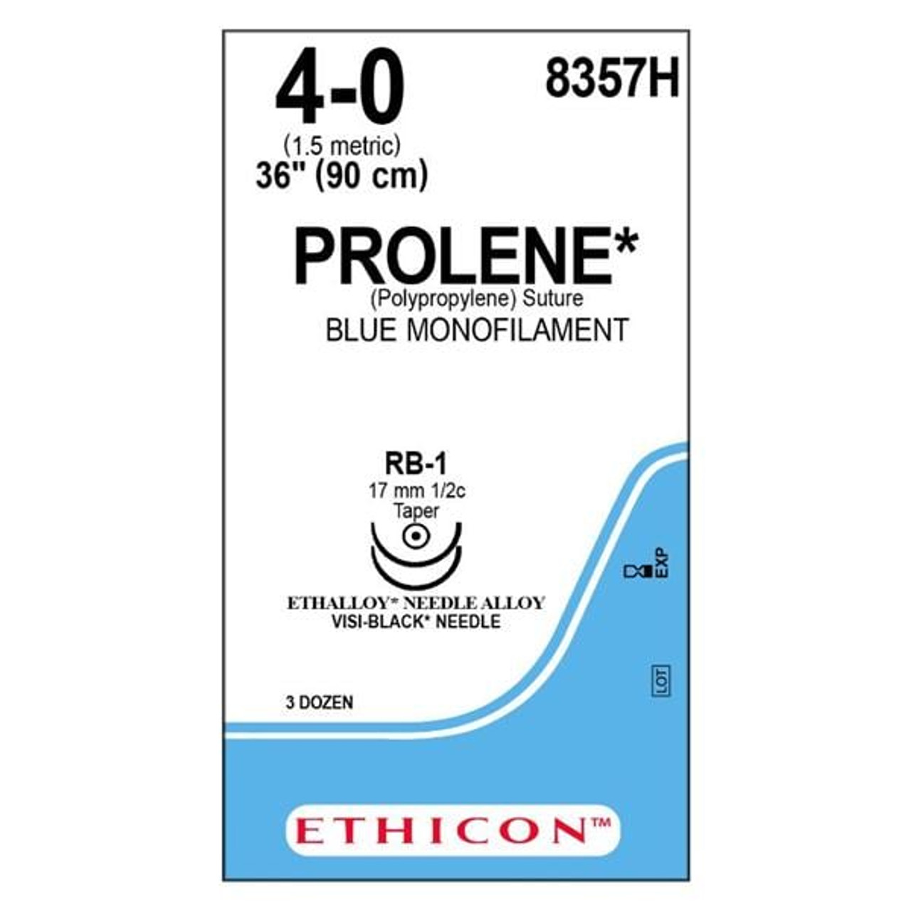 Prolene Suture 4-0 36" Polypropylene Monofilament RB-1 Blue 36/Bx - Medex Supply