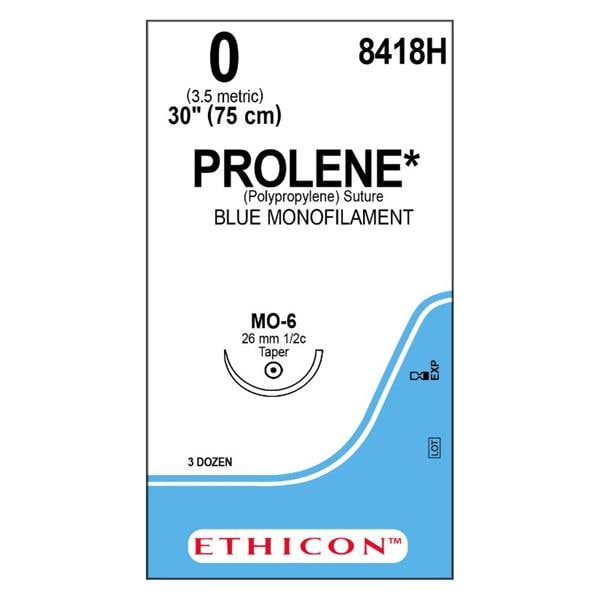 Prolene Suture 0 1x30" Polypropylene Monofilament MO-6 Blue 36/Bx ...
