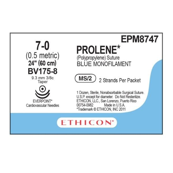 PROLENE Polypropylene Suture 7-0 Blue 2 X 24" BV175-8 EVP Double Armed ...
