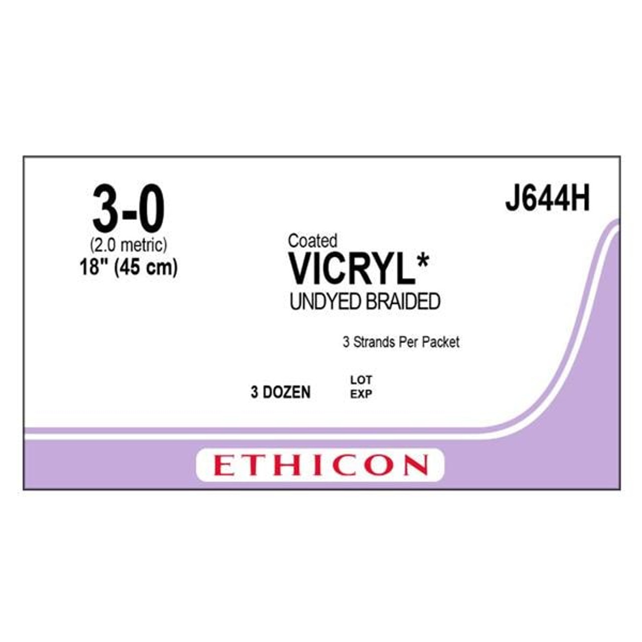 Vicryl Suture 3-0 18" Polyglactin 910 Braid Undyed 36/Bx - Medex Supply
