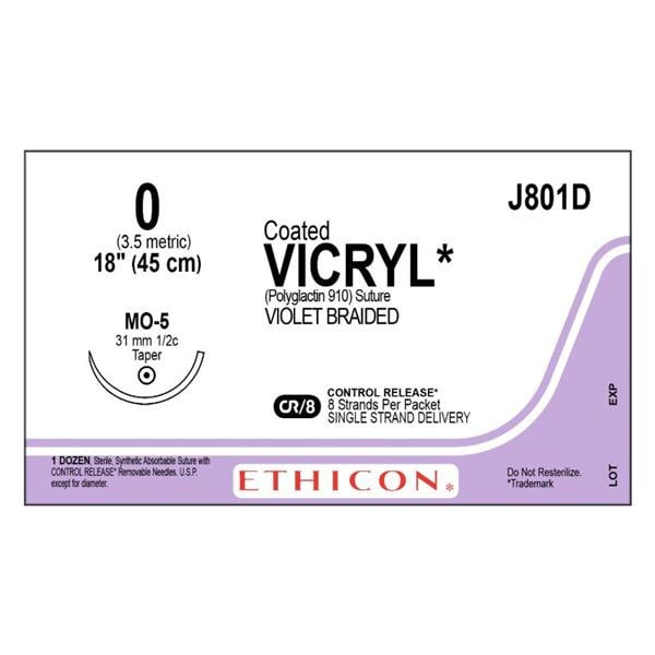 Vicryl Suture 0 8-18" Polyglactin 910 Braid MO-5 Violet 12/Bx - Medex ...