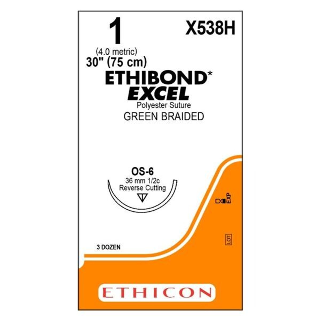 Ethibond Excel Suture 1 30" Polyester Braid OS-6 Green 36/Bx - Medex Supply