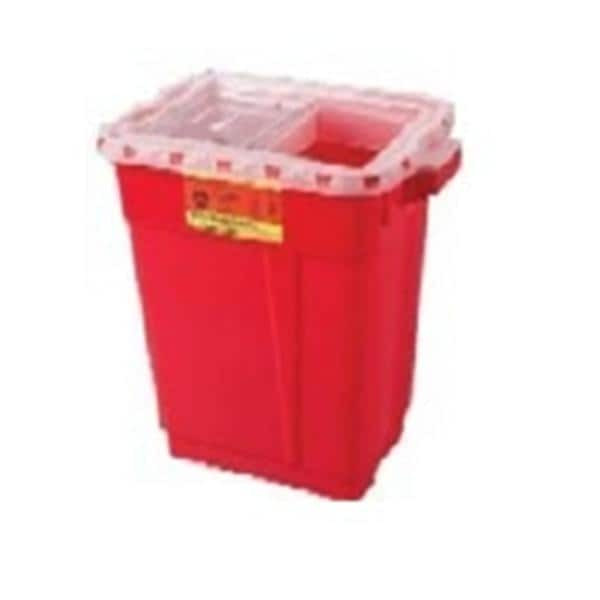 Sharps Container 17gal Red/Clear 14-3/4x20x23-1/2" Hinge Lid/Gasket ...