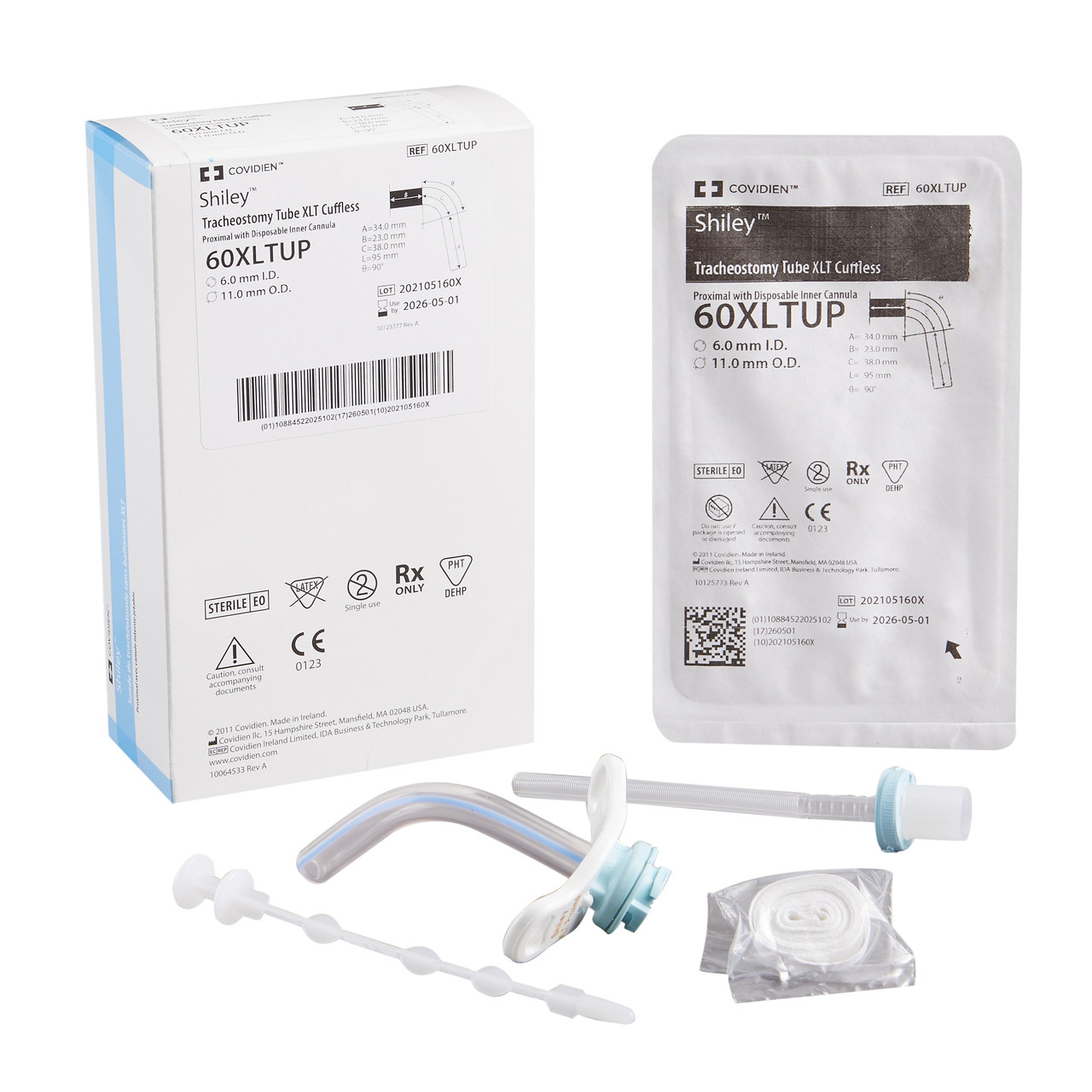 Uncuffed Tracheostomy Tube Shiley XLT Disposable IC Size 6.0 Adult ...