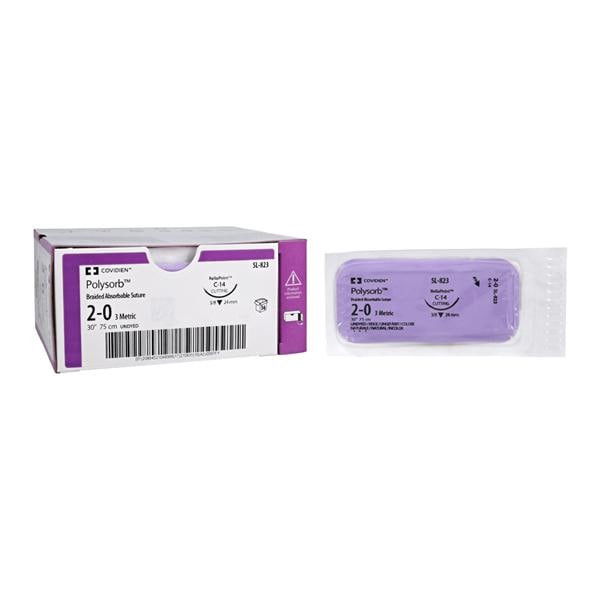 Polysorb Suture 2-0 30" Polyester Braid C-14 Undyed 36/Case - Medex Supply