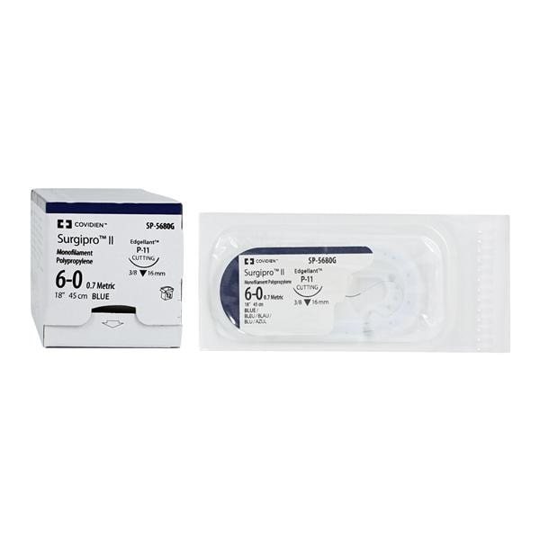 Surgipro II Suture 6-0 18" Polypropylene Monofilament P-11 Blue 12/Case ...