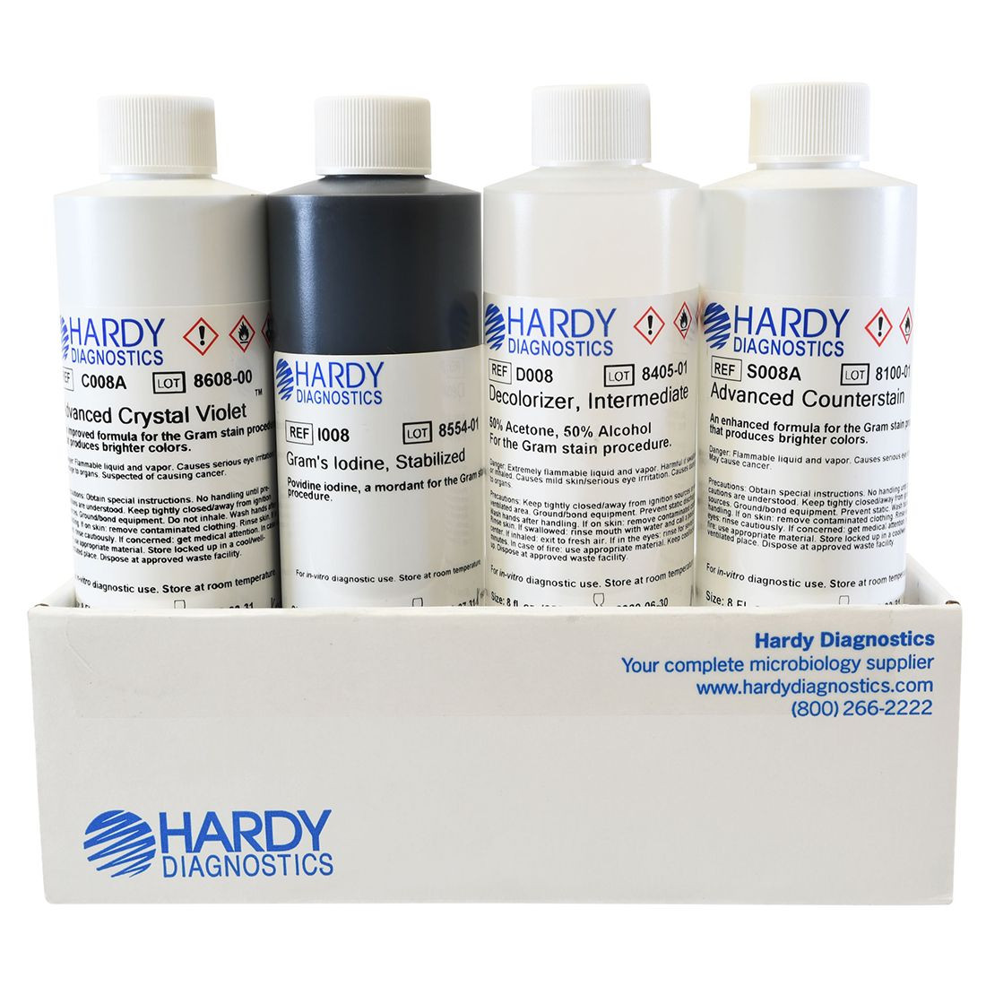 Hardy Diagnostics Gram Stain Kit, Advanced with Stabilized Iodine 8 oz ...