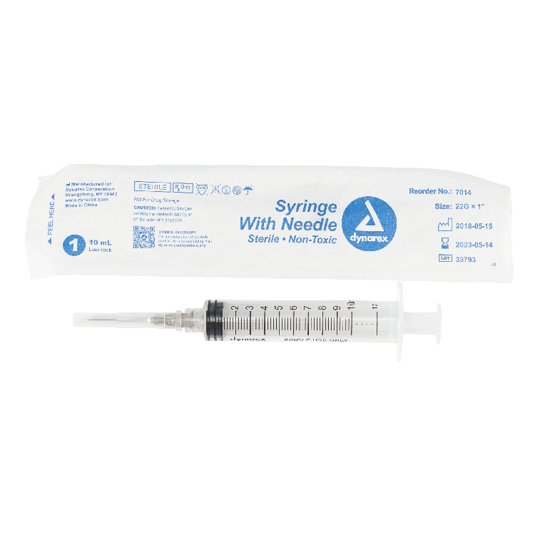 Syringe Non-Safety with Needle 10cc Luer Lock, 22G, 1" needle length ...