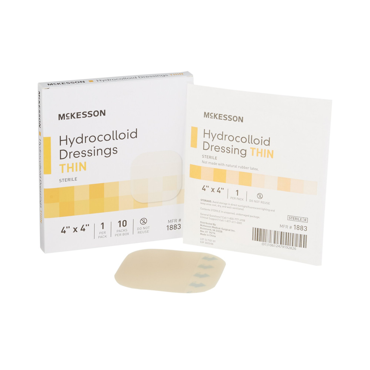 Thin Hydrocolloid Dressing McKesson Film Backing 4 X 4 Inch Square ...