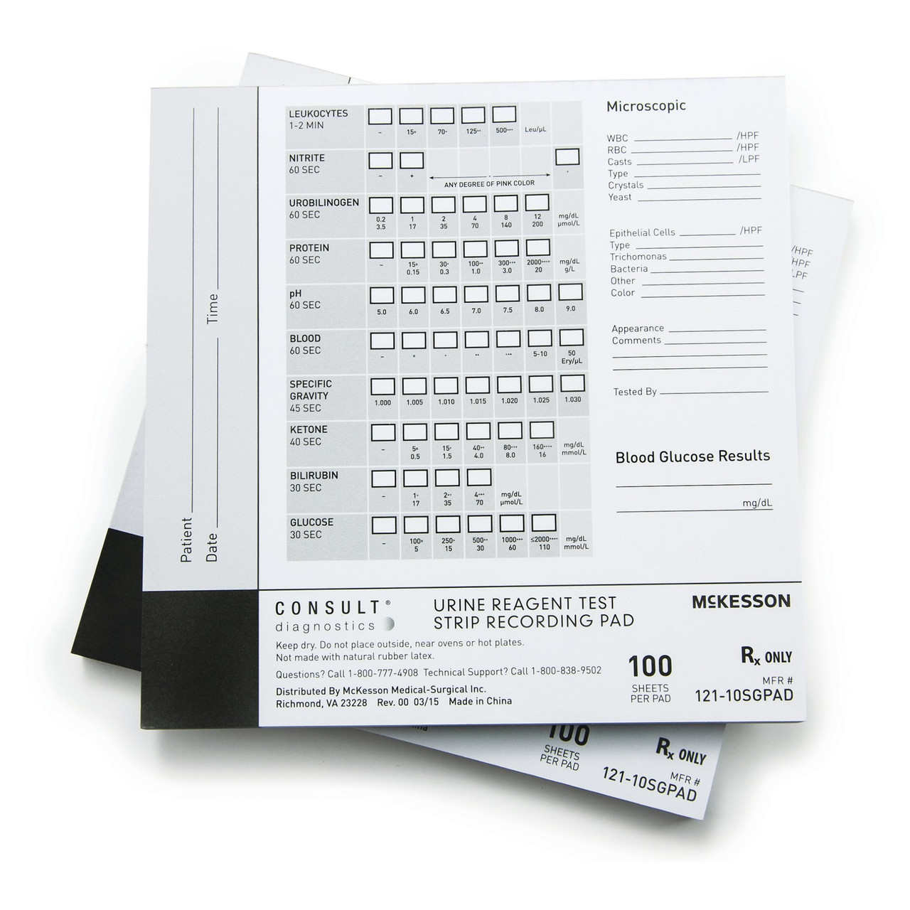 Urine Reagent Test Strip Recording Pad McKesson Consult™ For use with ...