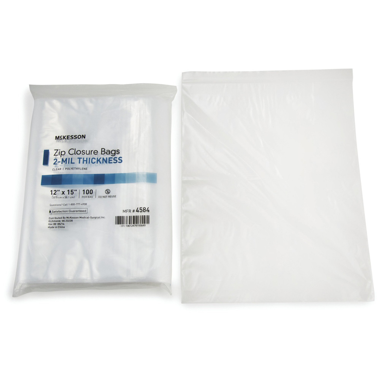 Reclosable Bag McKesson 12 X 15 Inch Polyethylene Clear Zipper Closure ...