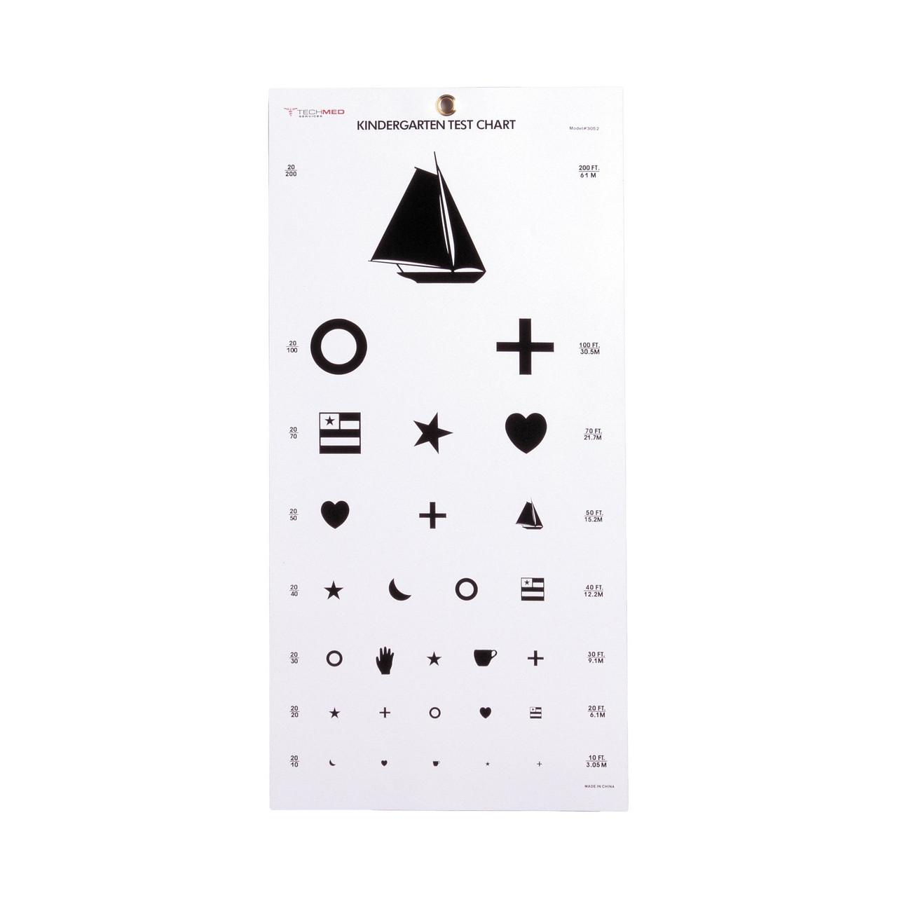 Preschool Eye Test Chart McKesson 20 Foot Distance Acuity Test - Medex ...
