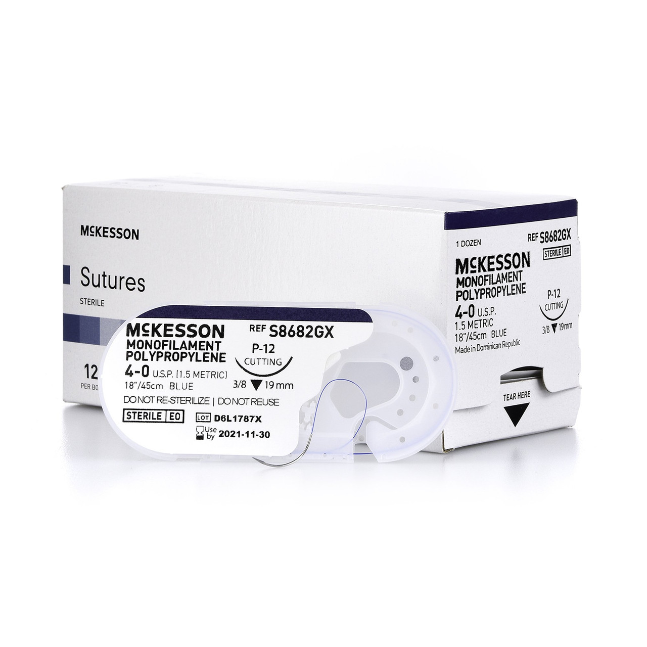 Nonabsorbable Suture with Needle McKesson Polypropylene P-12 3/8 Circle ...