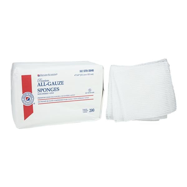Henry Schein Henry Schein Premium 100% Cotton All-Gauze Sponge 4x4" 8 ...