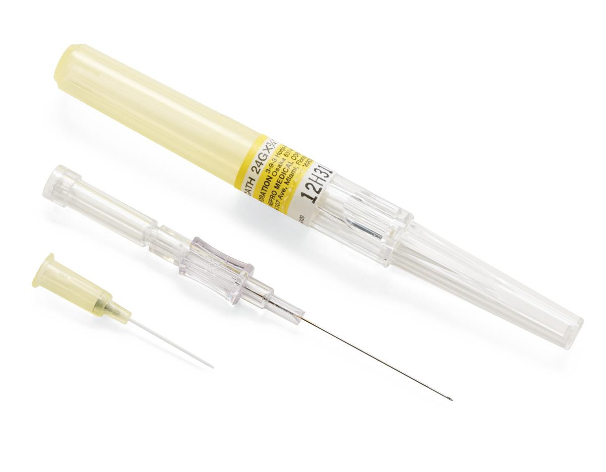 Peripheral IV Catheter Safelet 24 Gauge 3/4 Inch ETFE Straight Hub Non ...