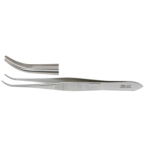 Miltex Bracken Iris Forceps, 3-7/8" (99Mm), Curved Jaws, Fine Cross ...