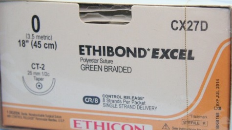 Ethicon Ethibond Excel Suture, Taper Point, 1/2 Circle, 26mm, 45cm, Size 0, 12/bx - Medex Supply